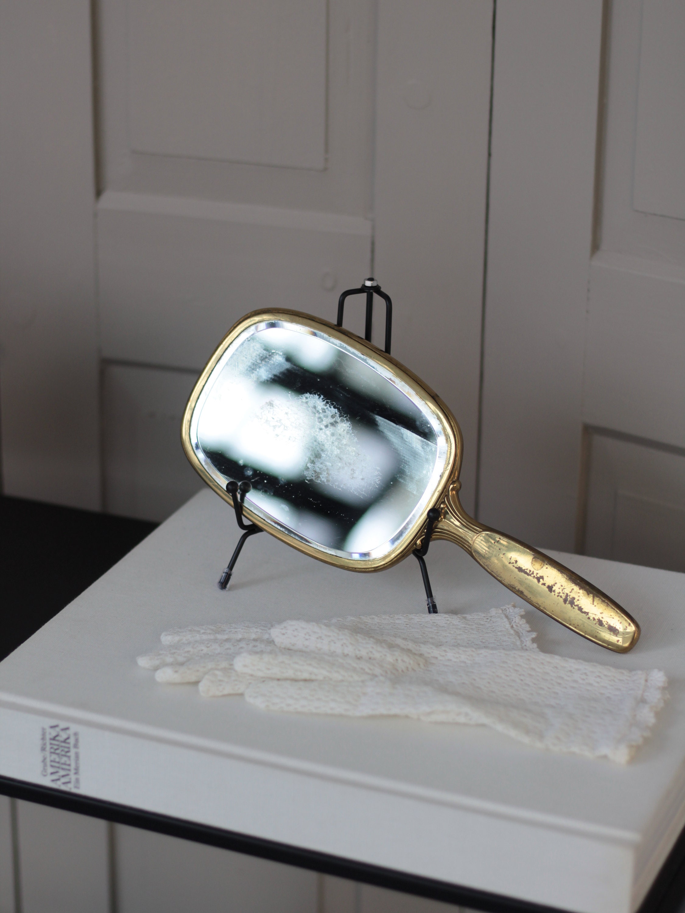 Vintage Hand Mirror Gold / Makeup Mirror / Pocket Mirror With - Etsy