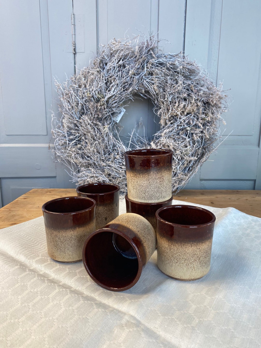 Set of 6, Rustic VINTAGE Farmhouse Coffee/water Mug, Handmade and Hand ...