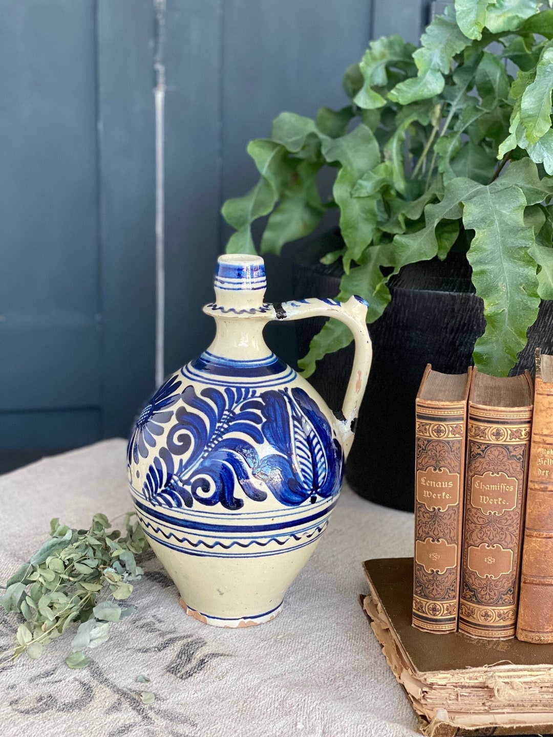 Rustic Hand-painted Old Farmhouse Clay Vessel, Traditional Water Clay ...