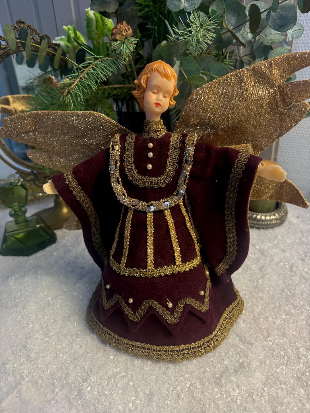 31 X 25 Cm / Christmas Angel Wax Head & Hands / Tinsel Angel ...