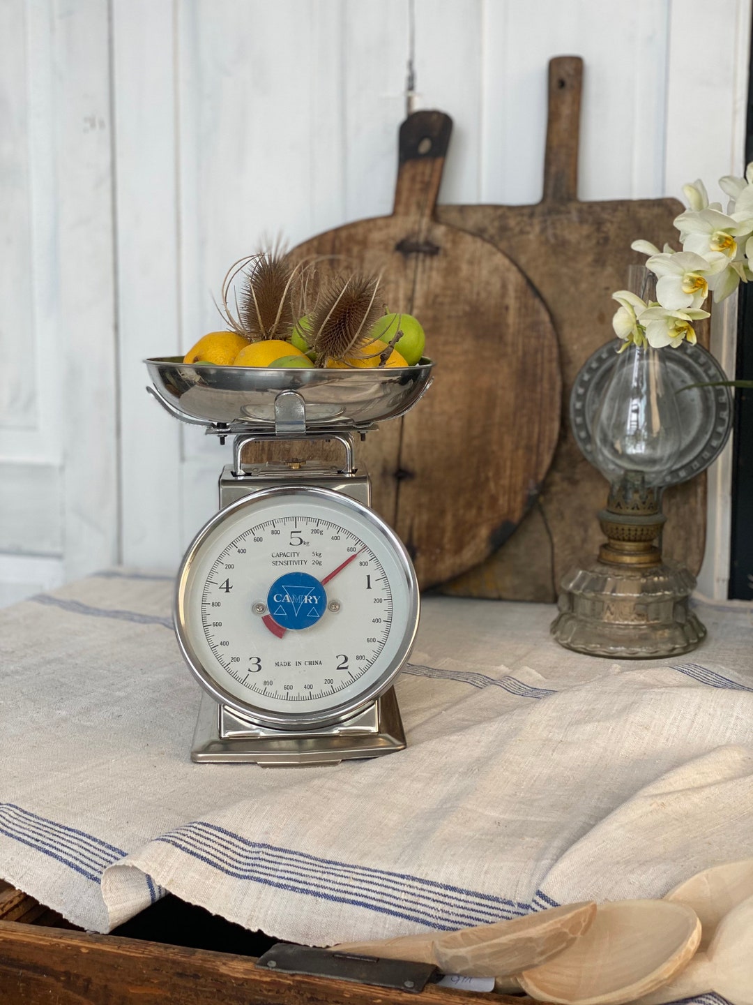 Retro Scale Kitchen Scale, Nostalgia Metal Stainless Steel Bowl up to 3 ...