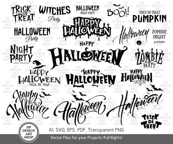 Halloween Haunted Calligraphy Typography Bundle-cutting File - Etsy