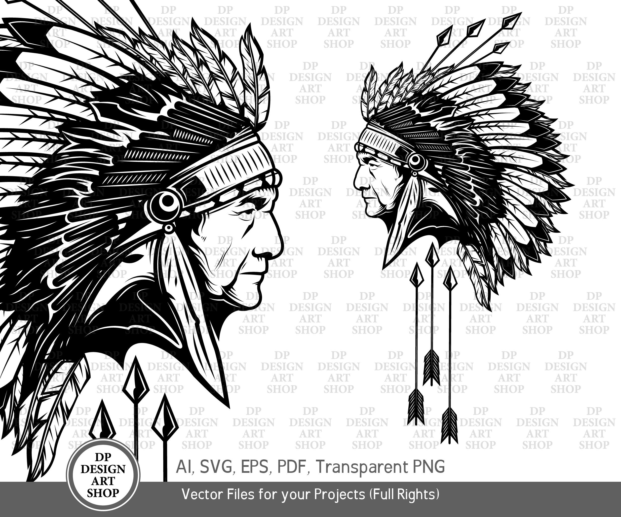 Simple Native American Headdress Drawing