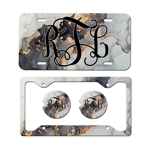 Grey Gold Marble License Plate License Frame Car Tag | Etsy