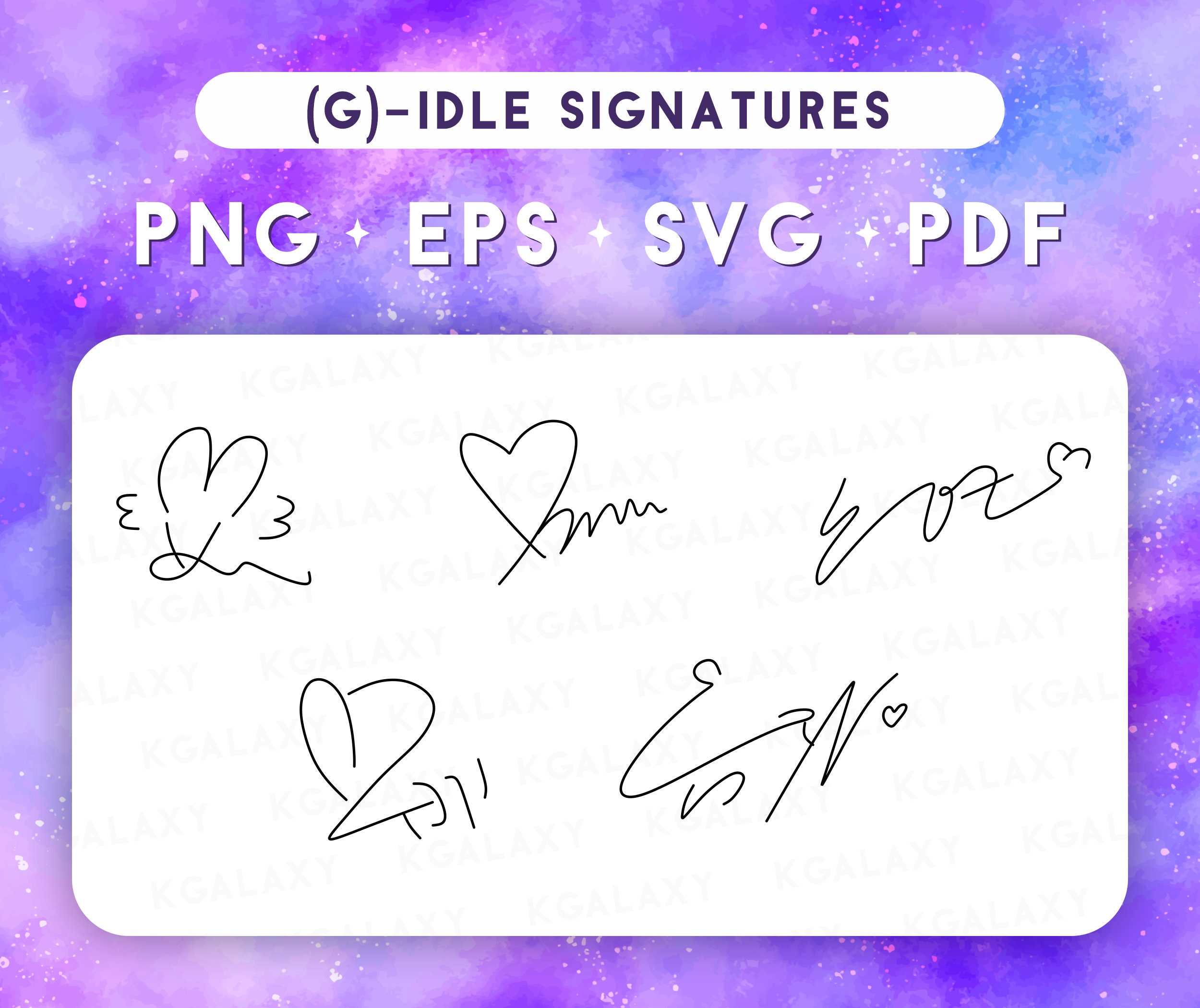 GIDLE Members Signatures KPOP GI-DLE Vector Files in Svg - Etsy