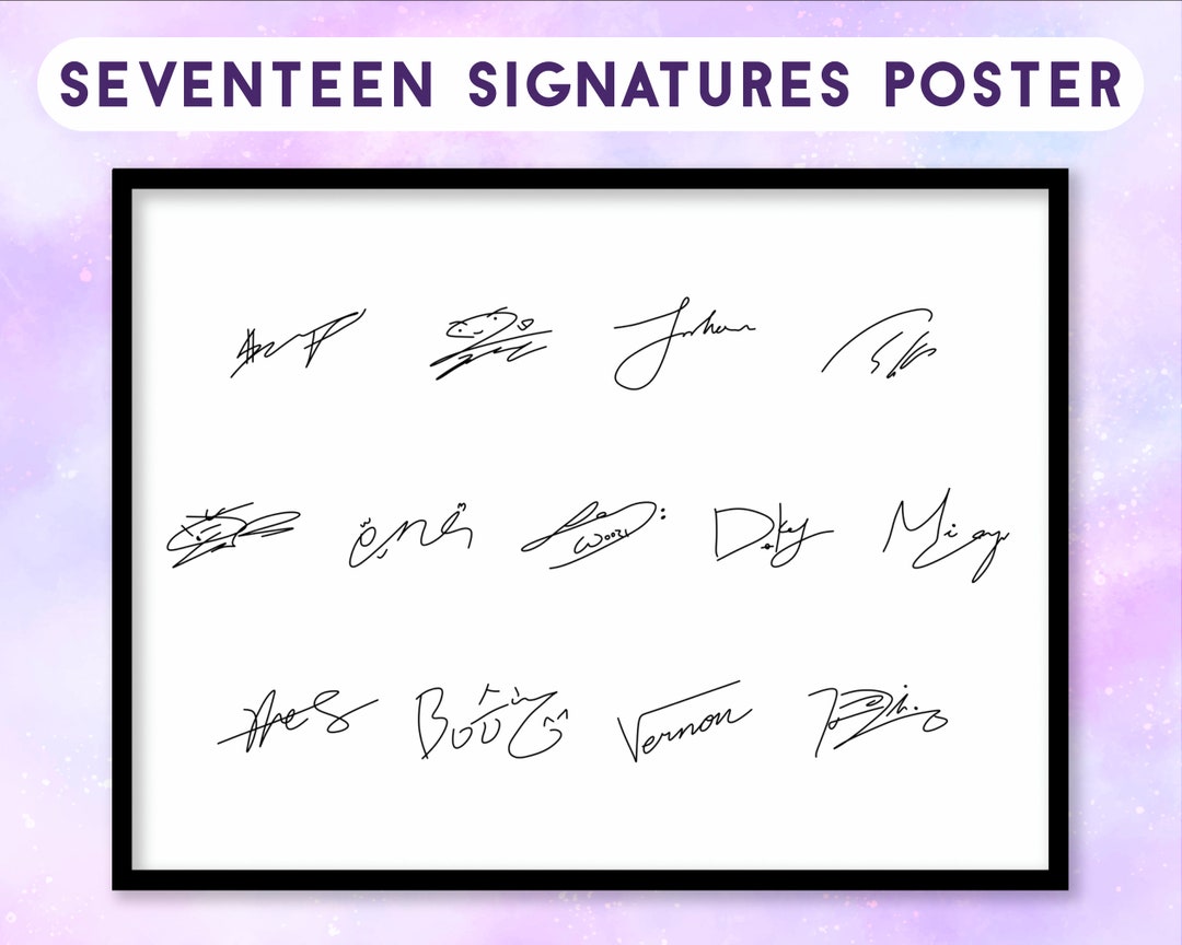 SEVENTEEN Merch Kpop Merch SEVENTEEN Poster Members Signatures Kpop ...