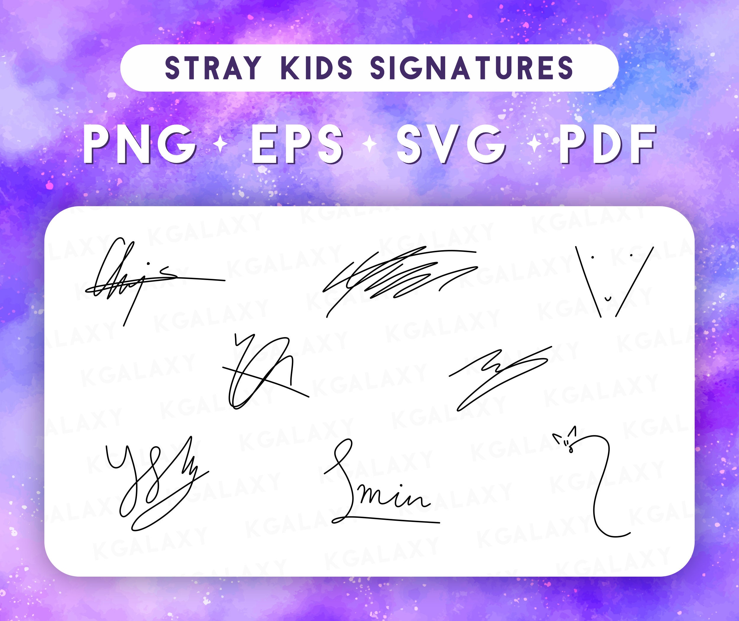 STRAY KIDS Signatures KPOP Vector Files in Svg Png Eps and - Etsy