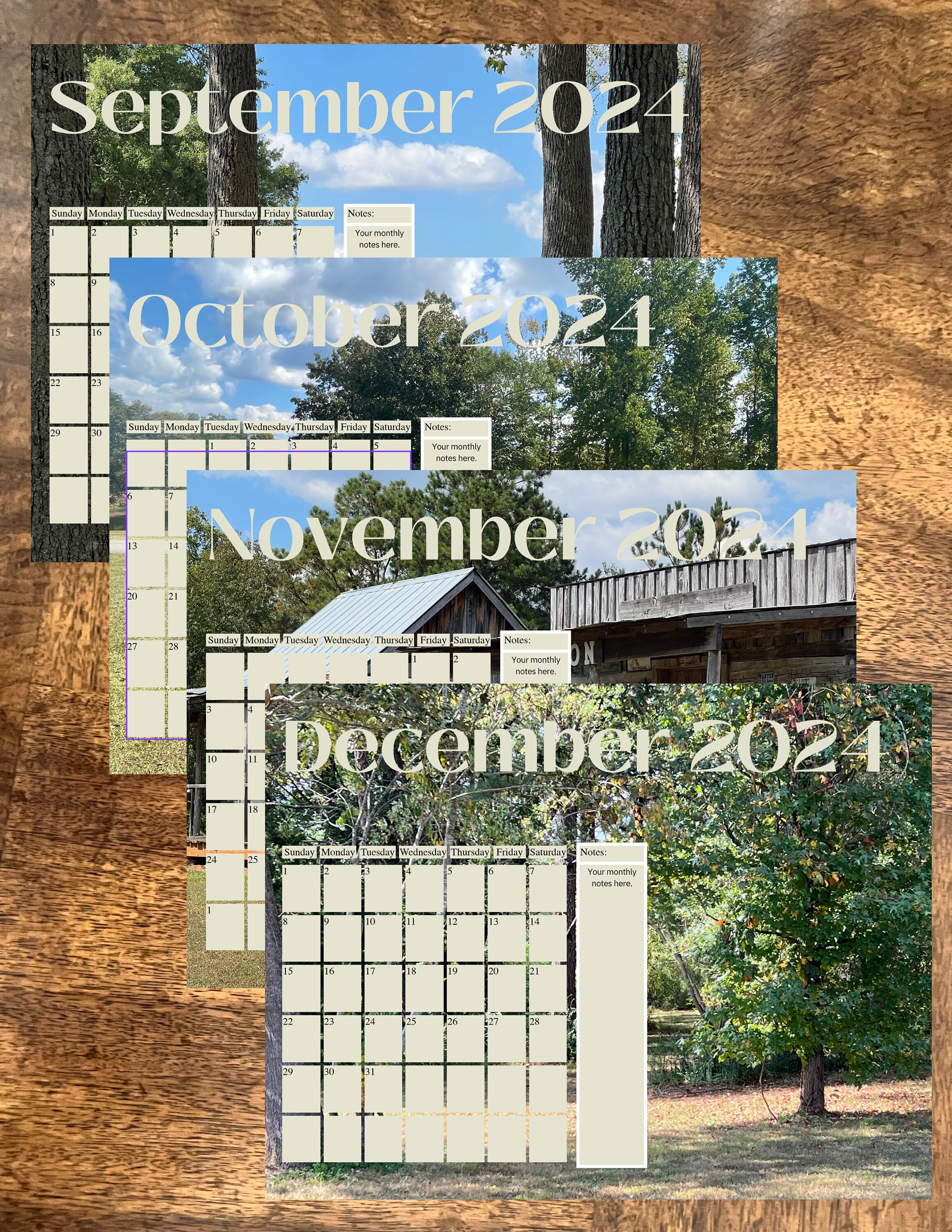 2024 Country Calendar Canva Template - Etsy
