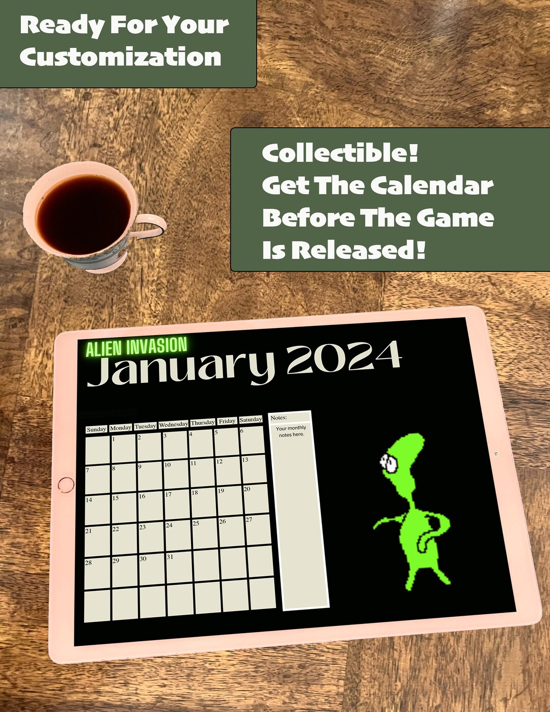 2024 Alien Calendar Canva Template - Etsy