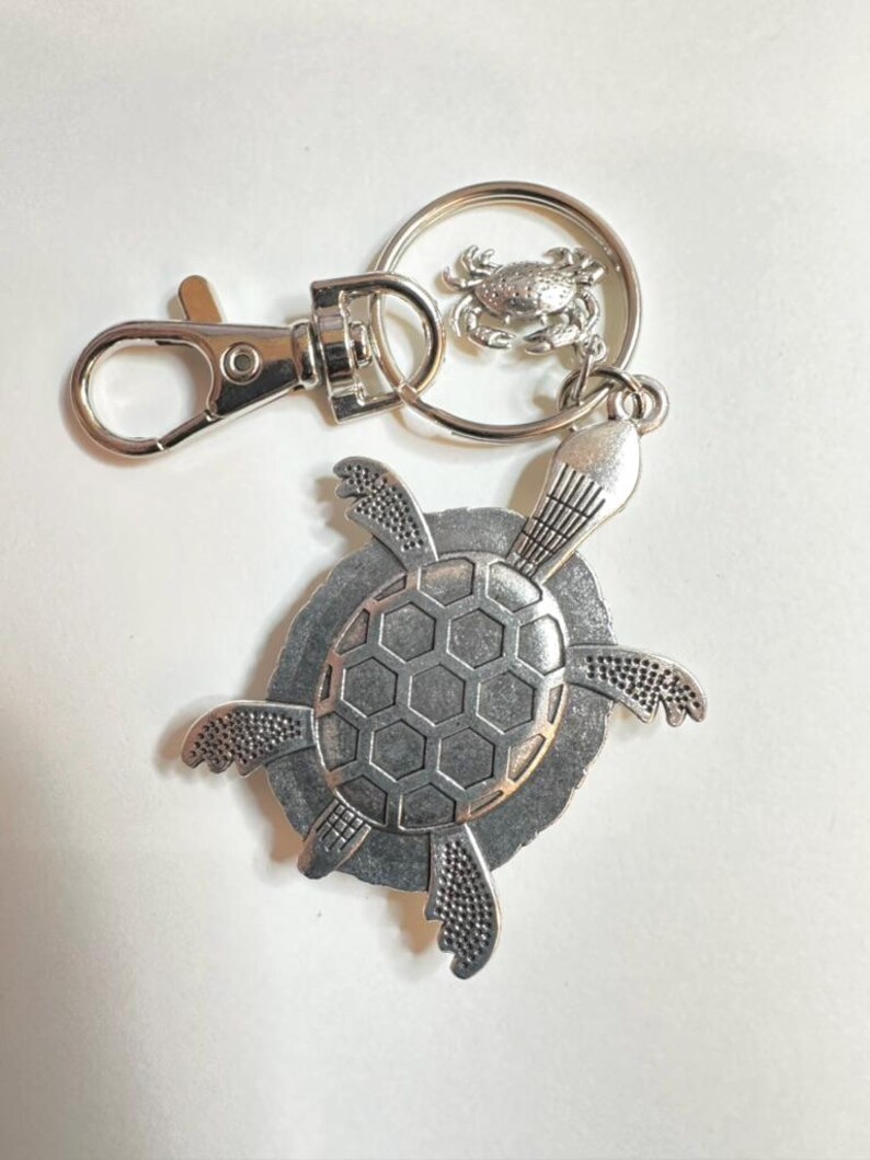 Sea Turtle Keychain: Nickel Metal With Green Glitter Resin - Etsy