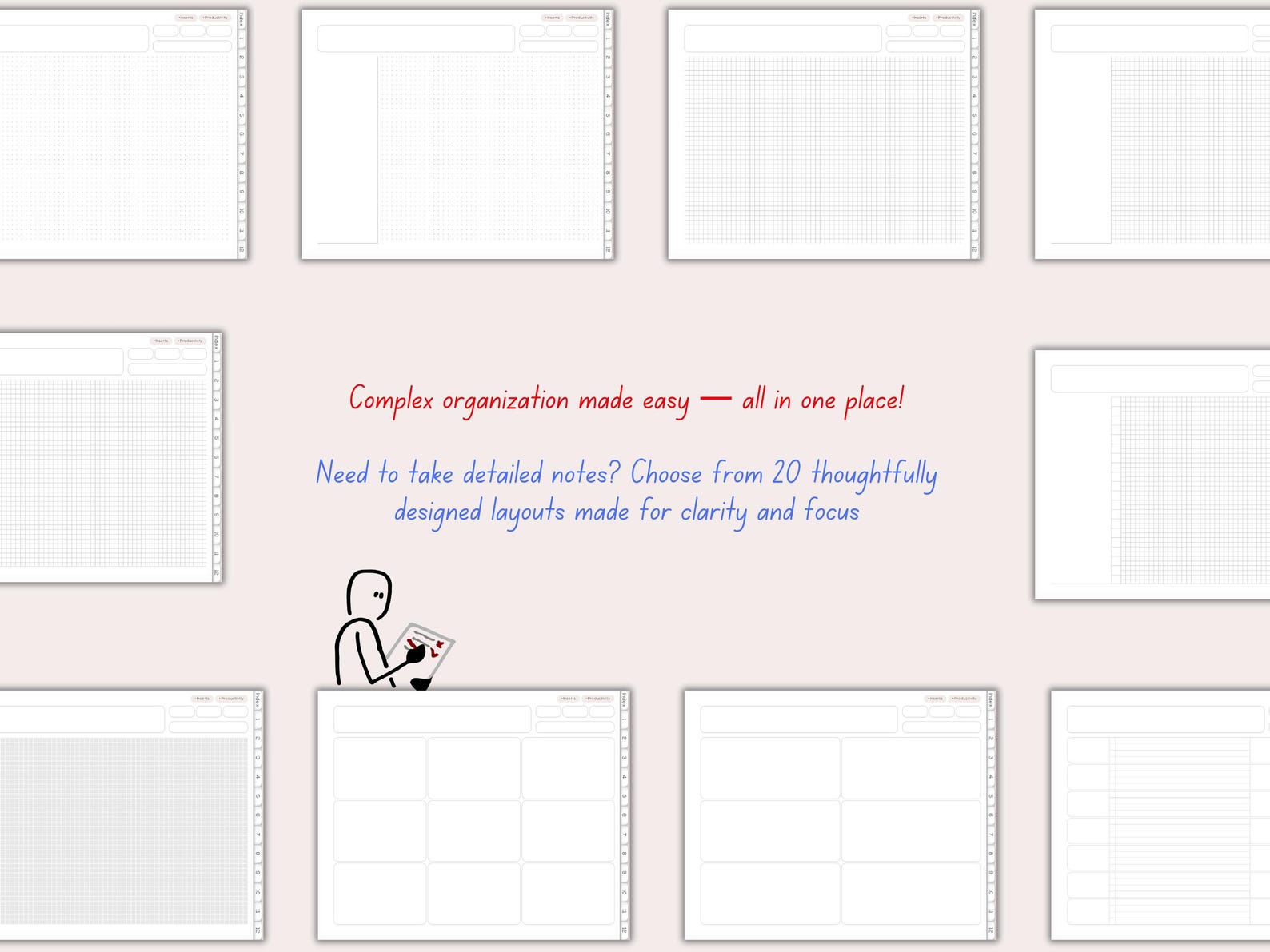 Landscape Pink Digital Notebook Samsung Hyperlinked PDF All in One ...