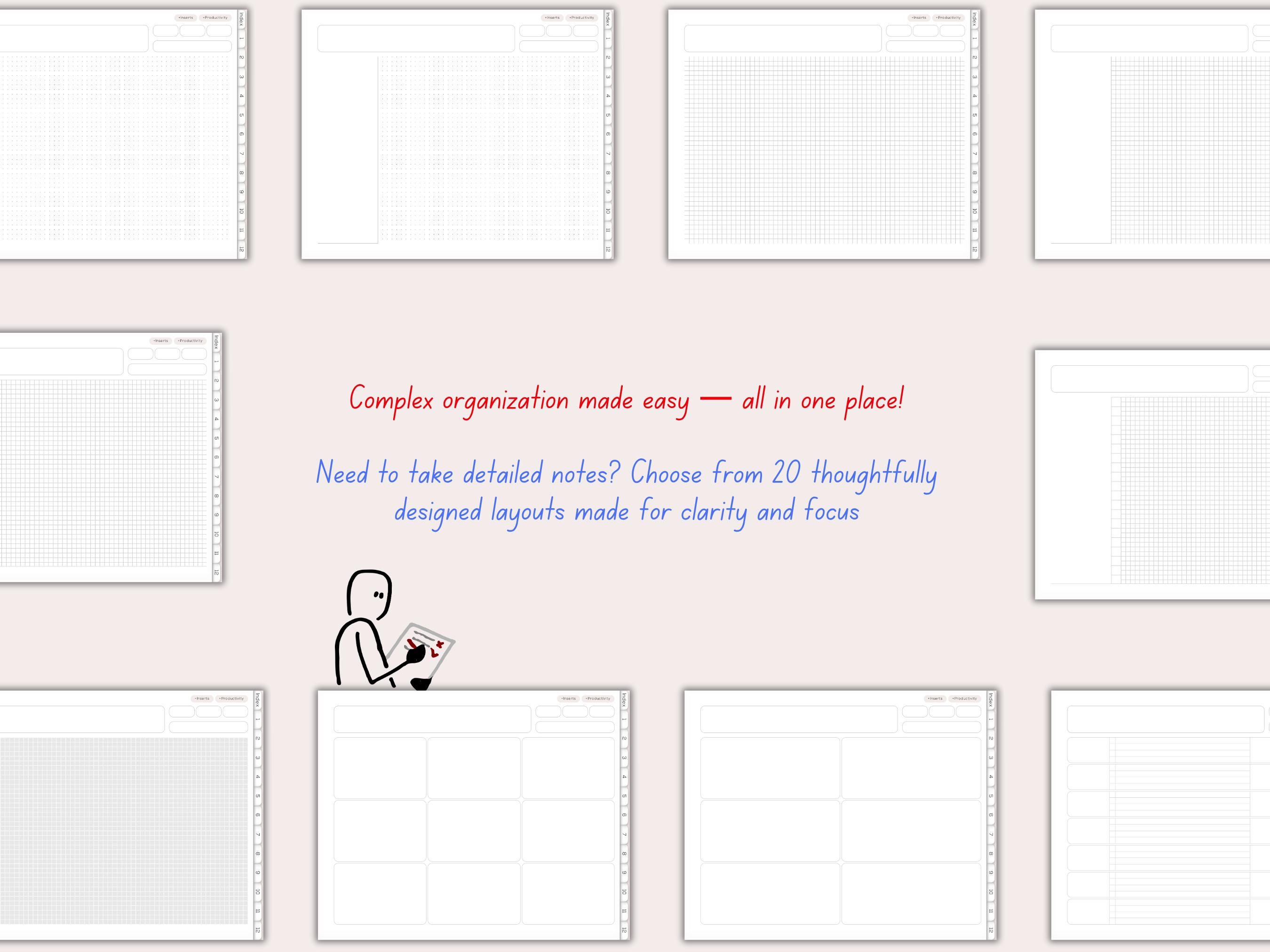 Landscape Pink Digital Notebook Samsung Hyperlinked PDF All in One ...