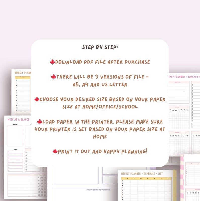 Cute Pastel Weekly Planner Bundle Template, Weekly Overview, Tracker ...