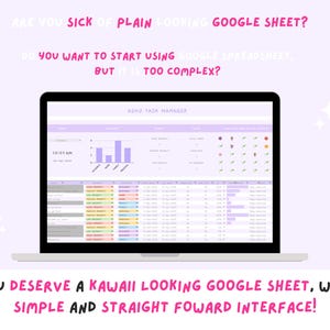 ADHD Kawaii Task Manager, Cute Google Sheets Planner, Get Things Done ...