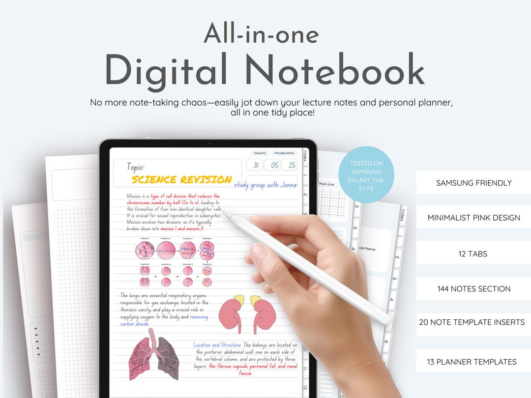 Blue Digital Notebook Samsung, Hyperlinked PDF All in One Student ...