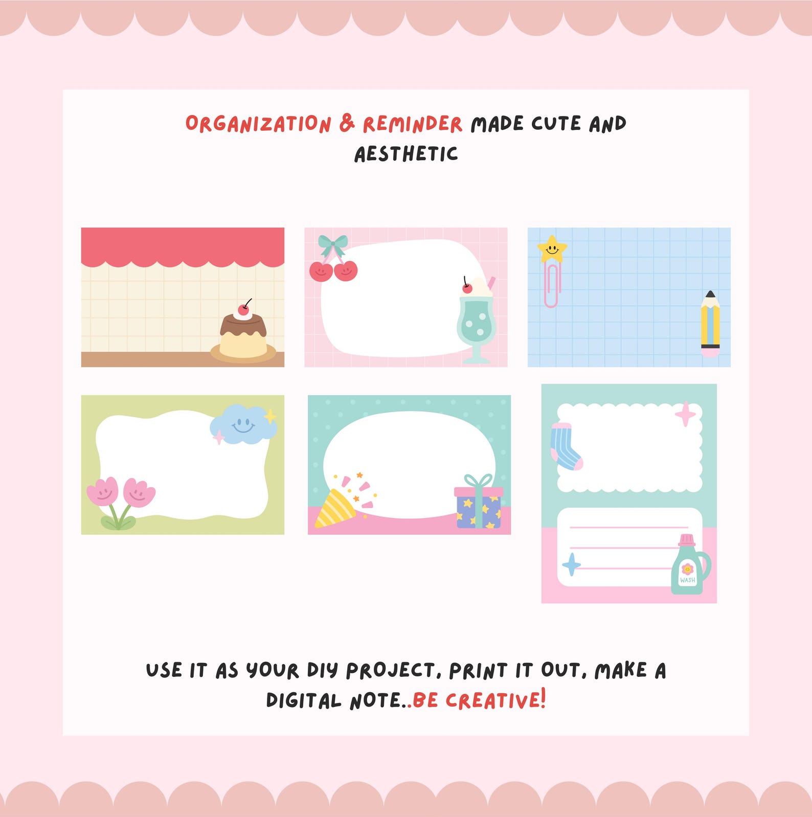Kawaii Sticky Notes Bundle 12 Cute Pastel Doodle Designs Digital PNG ...