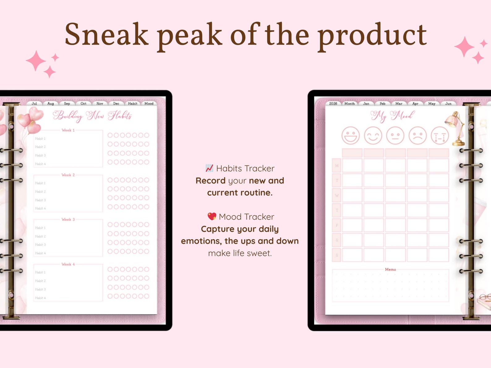 Pink Girly 2026 Digital Planner, Soft Cute Daily Hyperlinked Journal ...