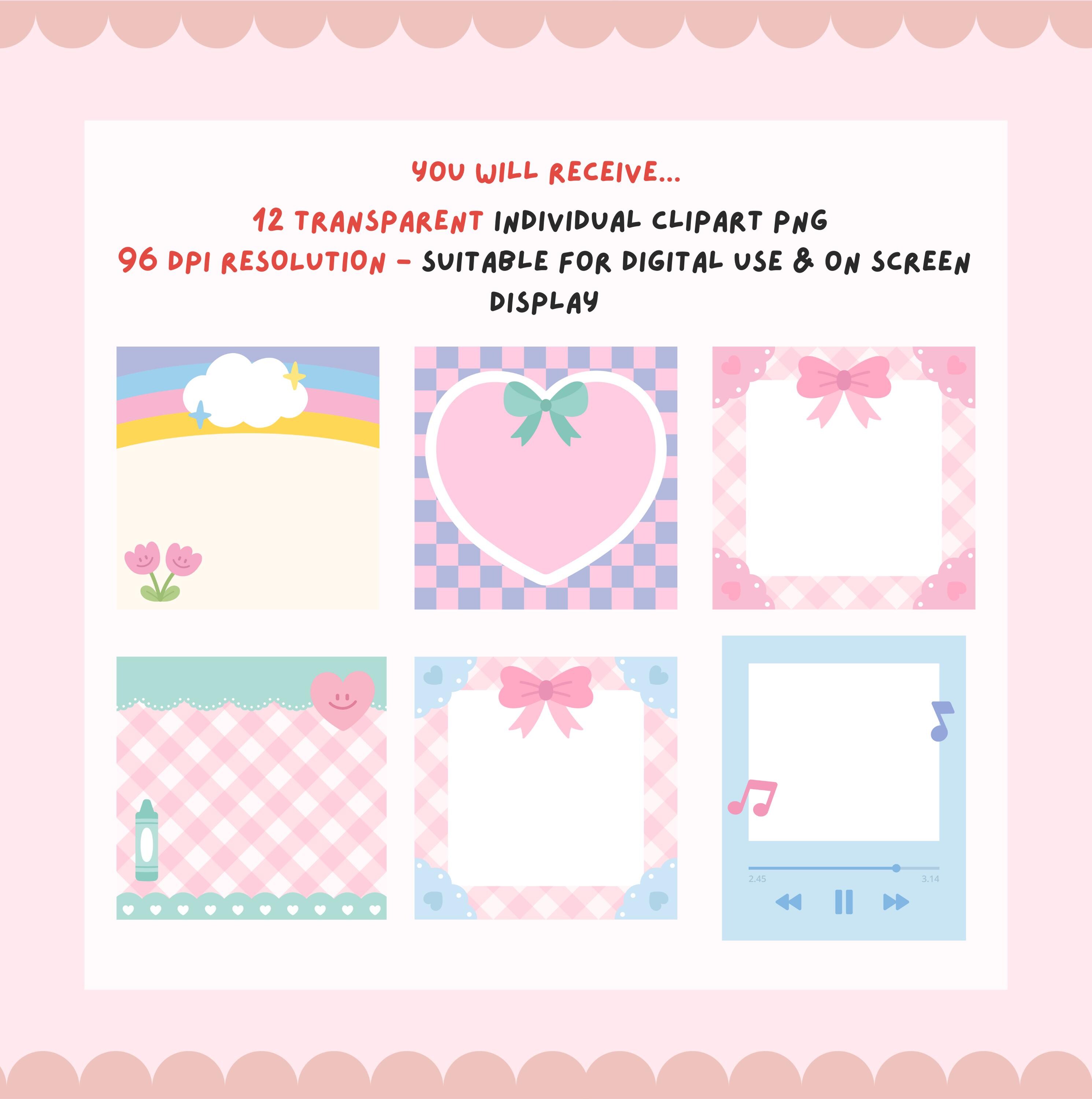 Kawaii Sticky Notes Bundle 12 Cute Pastel Doodle Designs Digital PNG ...