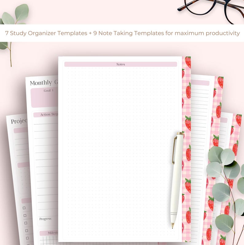 Printable Study Planner, School & College Organizer, Strawberry Pink ...