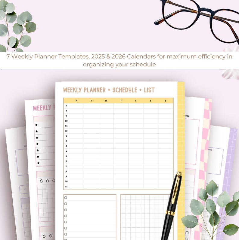 Cute Pastel Weekly Planner Bundle Template, Weekly Overview, Tracker ...