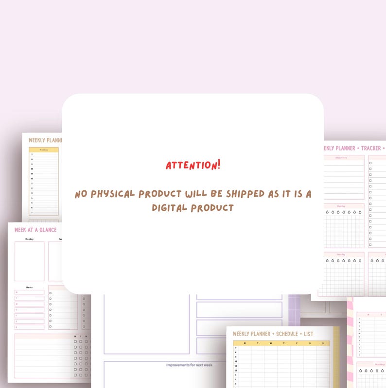 Cute Pastel Weekly Planner Bundle Template, Weekly Overview, Tracker ...