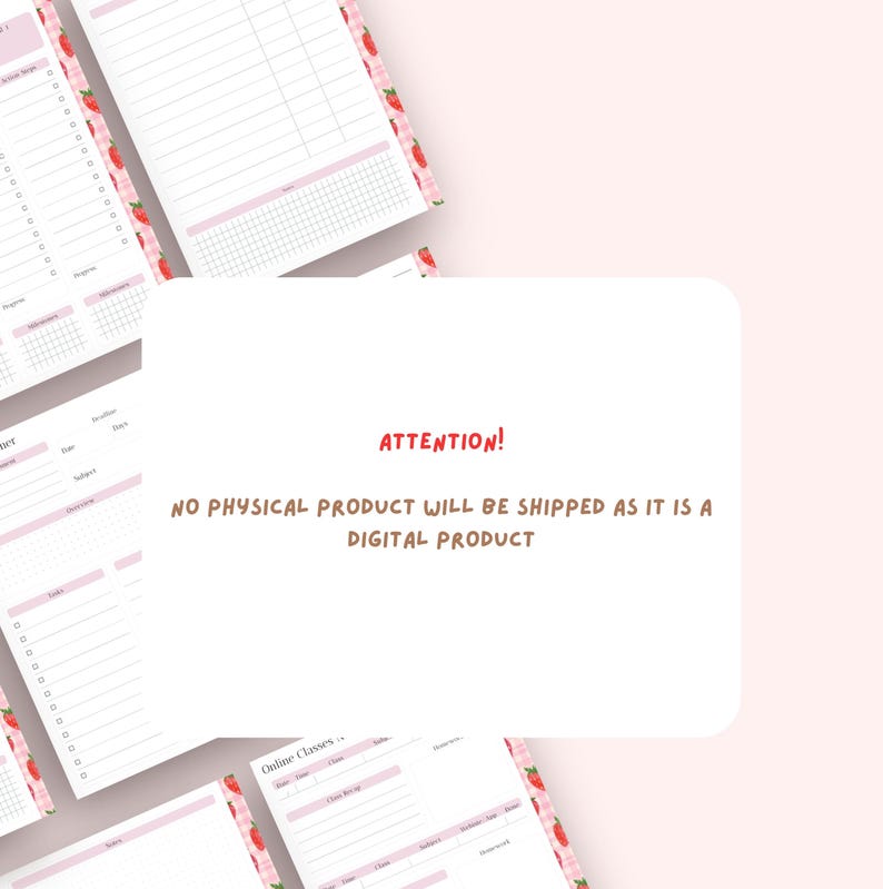 Printable Study Planner, School & College Organizer, Strawberry Pink ...