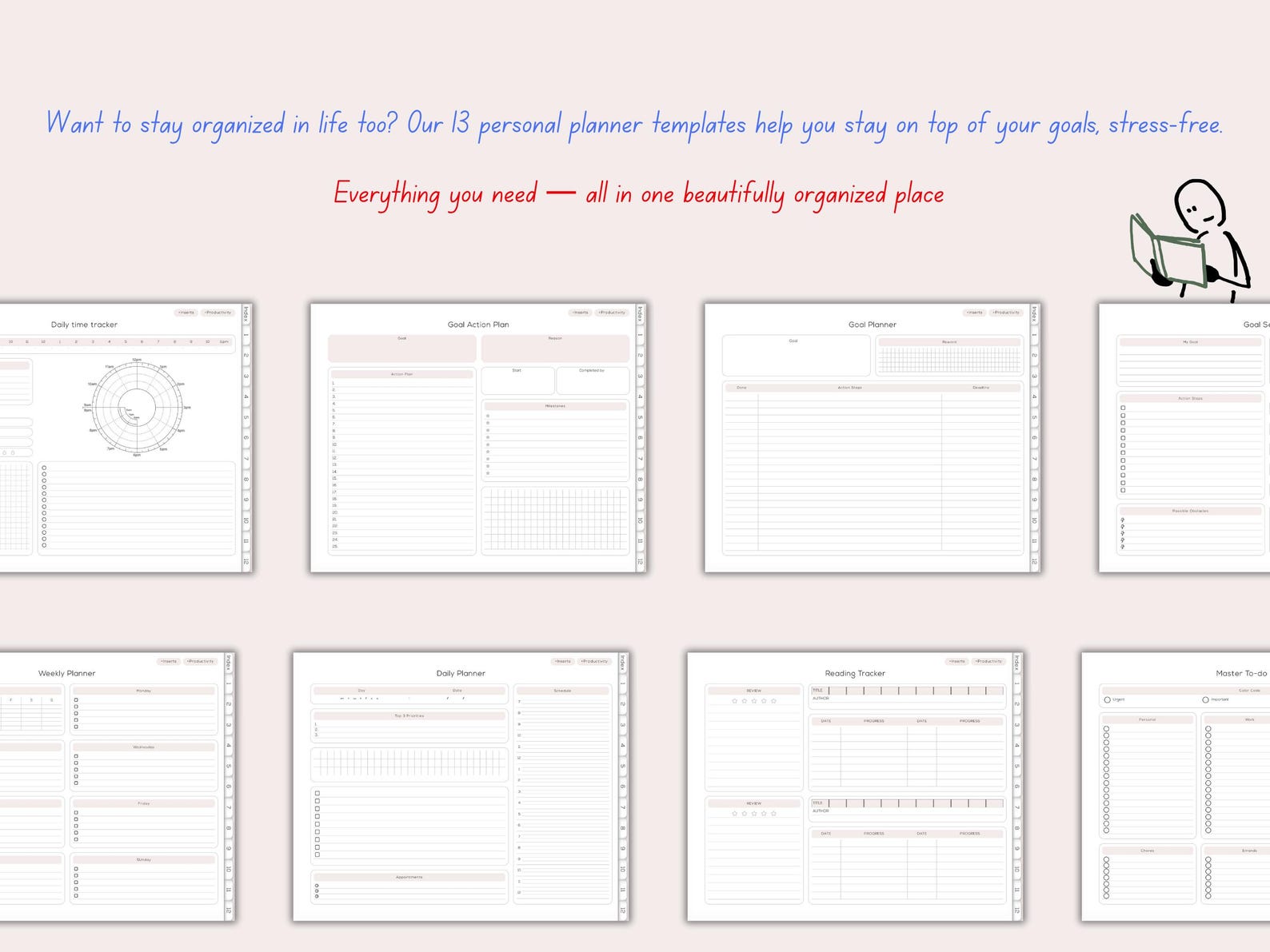 Landscape Pink Digital Notebook Samsung Hyperlinked PDF All in One ...