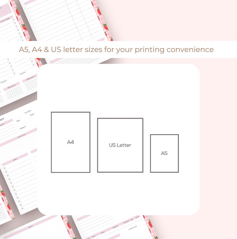 Printable Study Planner, School & College Organizer, Strawberry Pink ...