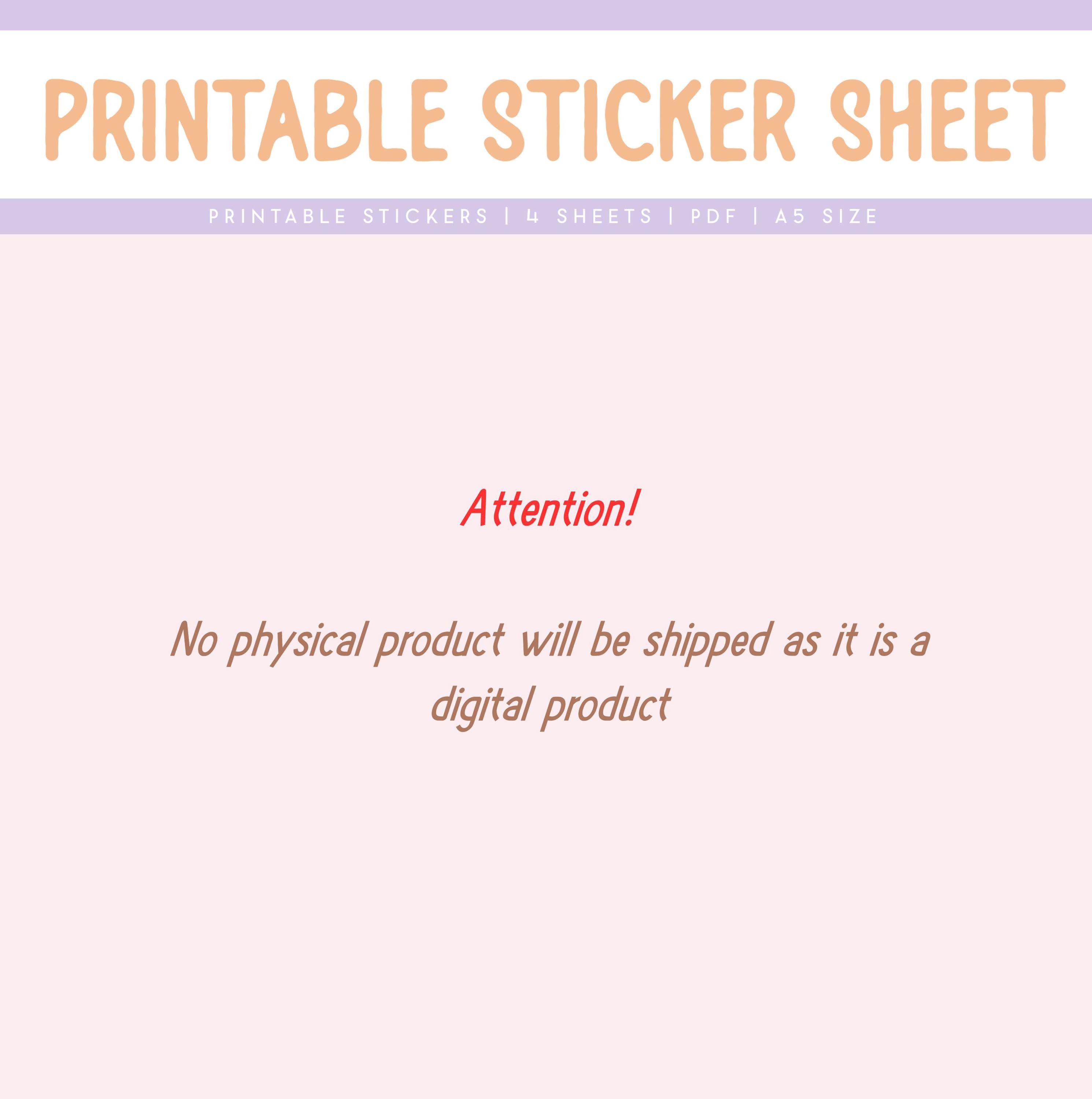 Kawaii Printable A5 Sticker Sheet| Cute Decorative Sticker Sheet ...