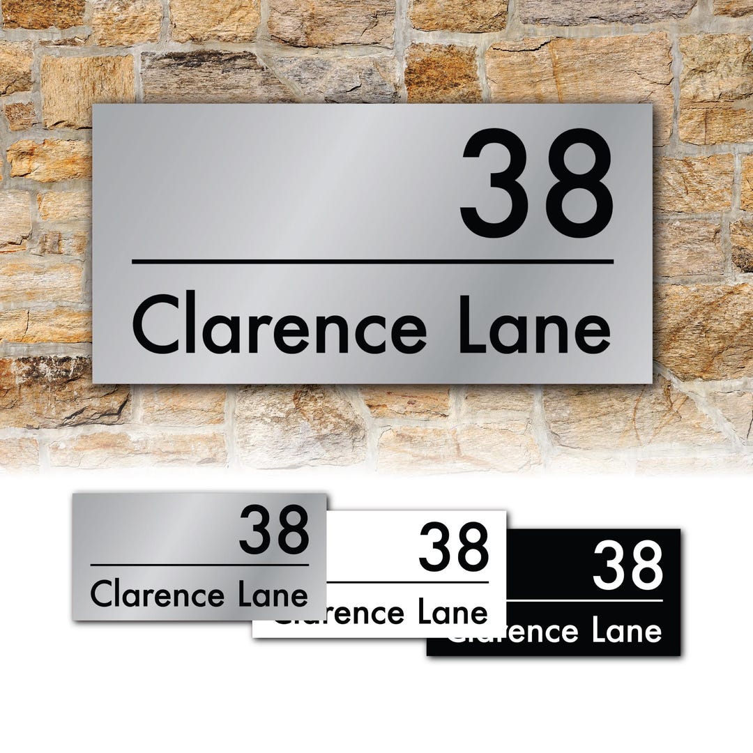 Custom Right-aligned Modern Aluminium House Number and Address Sign ...