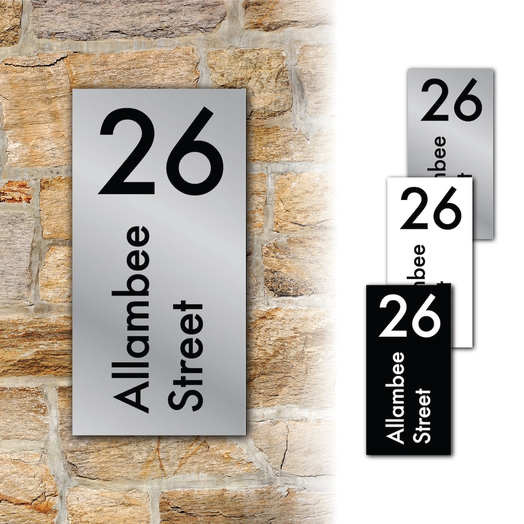 Custom Vertical Layout Aluminium House Number and Address Sign ...