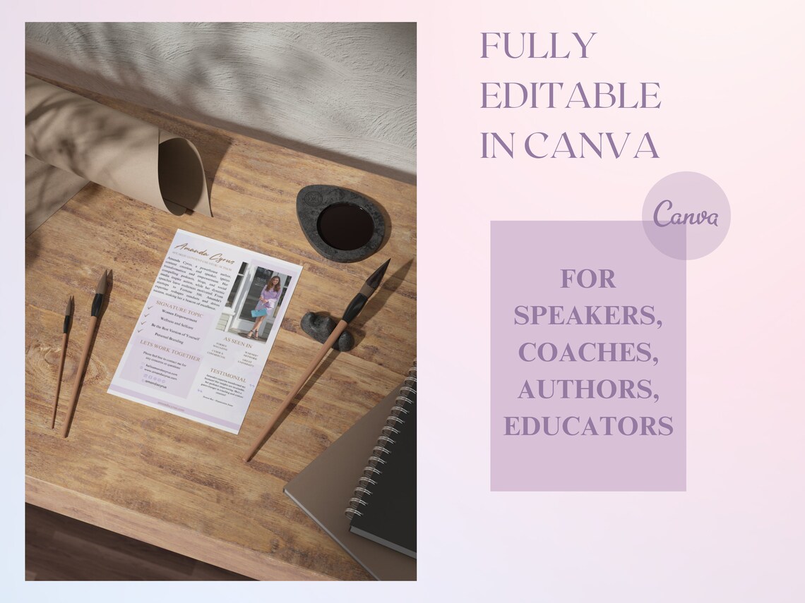 Printable Speaker Sheet Template Editable Keynote Speaker One Sheet ...