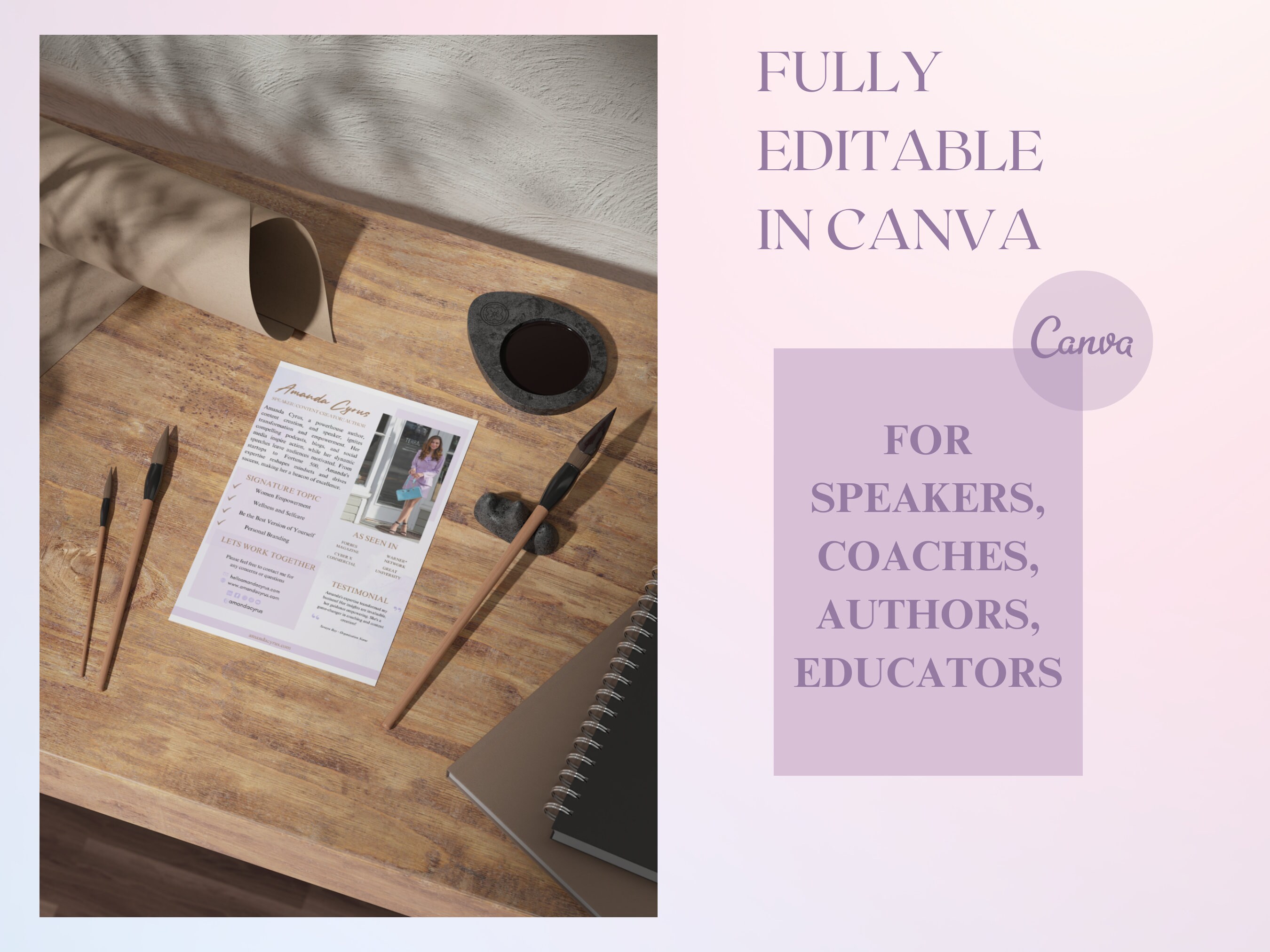 Printable Speaker Sheet Template Editable Keynote Speaker One Sheet ...