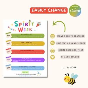 Editable Spirit Week Template School Newsletter Weekly Calendar School ...