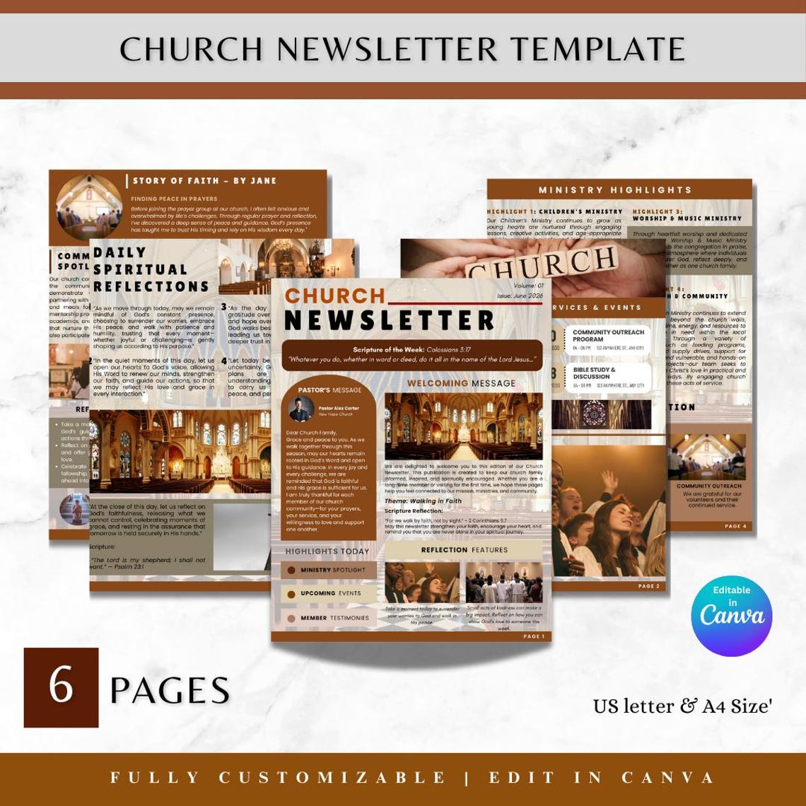 Church Newsletter Template Editable Church Updates Church Newspaper ...