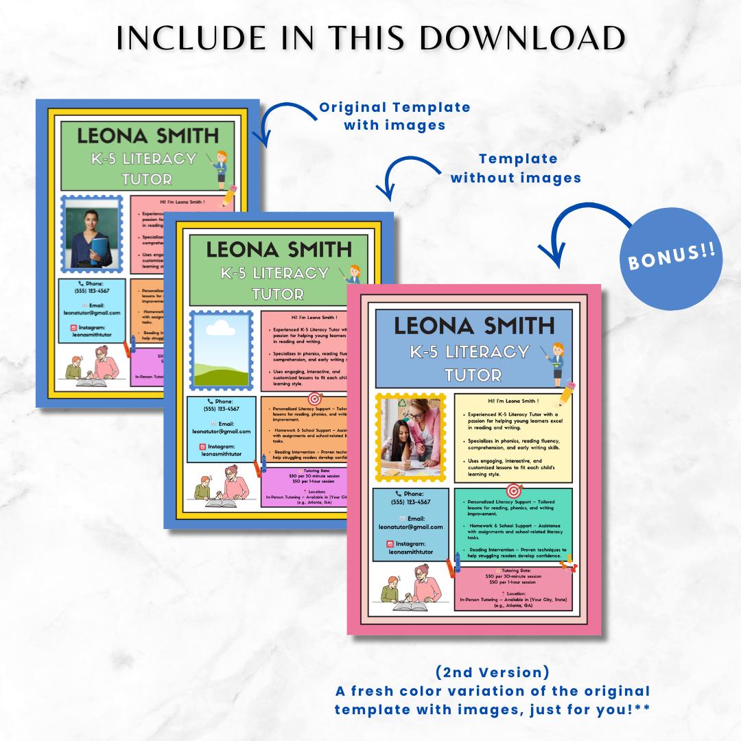 Tutor Flyer for Teacher Tutoring Poster Template Online Tutor Ads ...