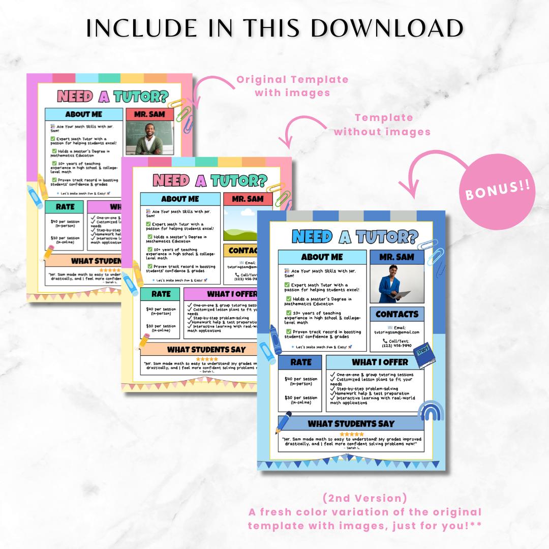 Tutoring Flyer Tutor Flyer for Teacher Online Tutoring Template ...