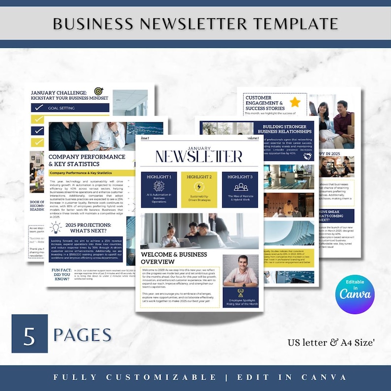 Modern Newsletter Template for Business Newsletter for Corporate ...