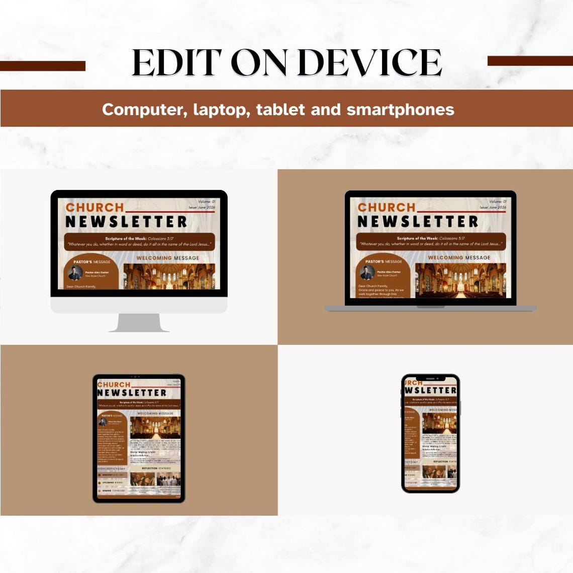 Church Newsletter Template Editable Church Updates Church Newspaper ...
