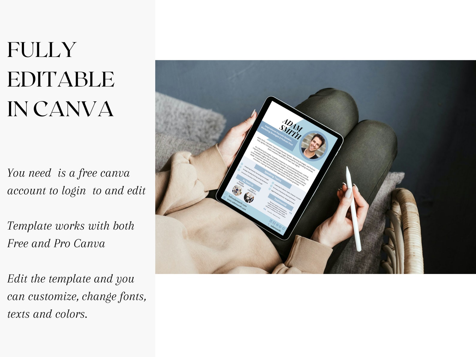 Printable Speaker Sheet Template Editable Keynote Speaker One Sheet ...