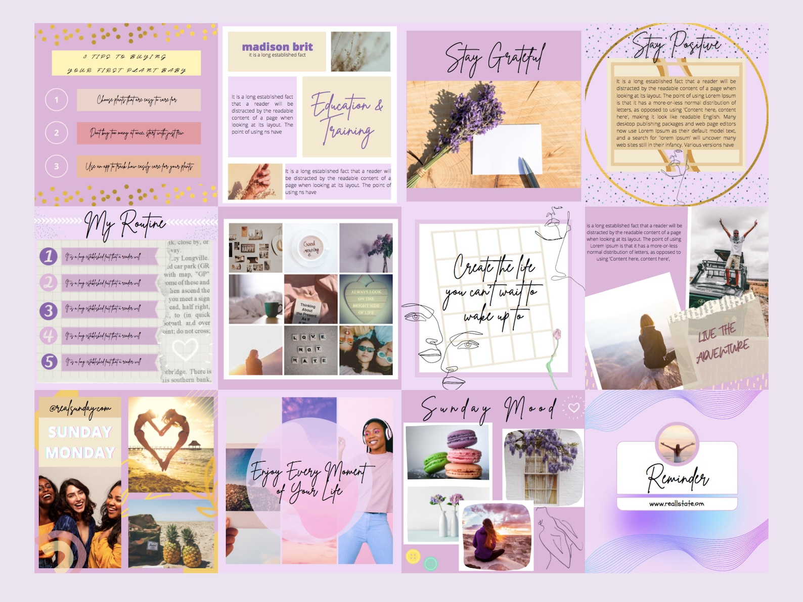 30+ Instagram Post Templates, Social Media Templates Canva, Purple and ...