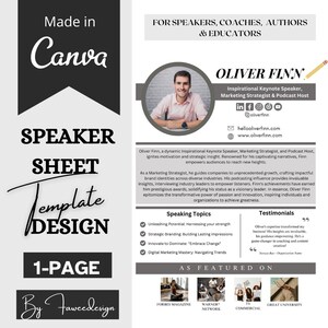 Speaker Sheet Template Professional One-sheet Webinar Speaker Profile ...