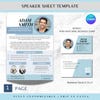 Printable Speaker Sheet Template Editable Keynote Speaker One Sheet Conference Speaker Template ...