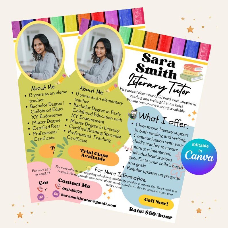 Tutoring Flyer Tutor Flyer for Teacher Online Tutoring Template ...