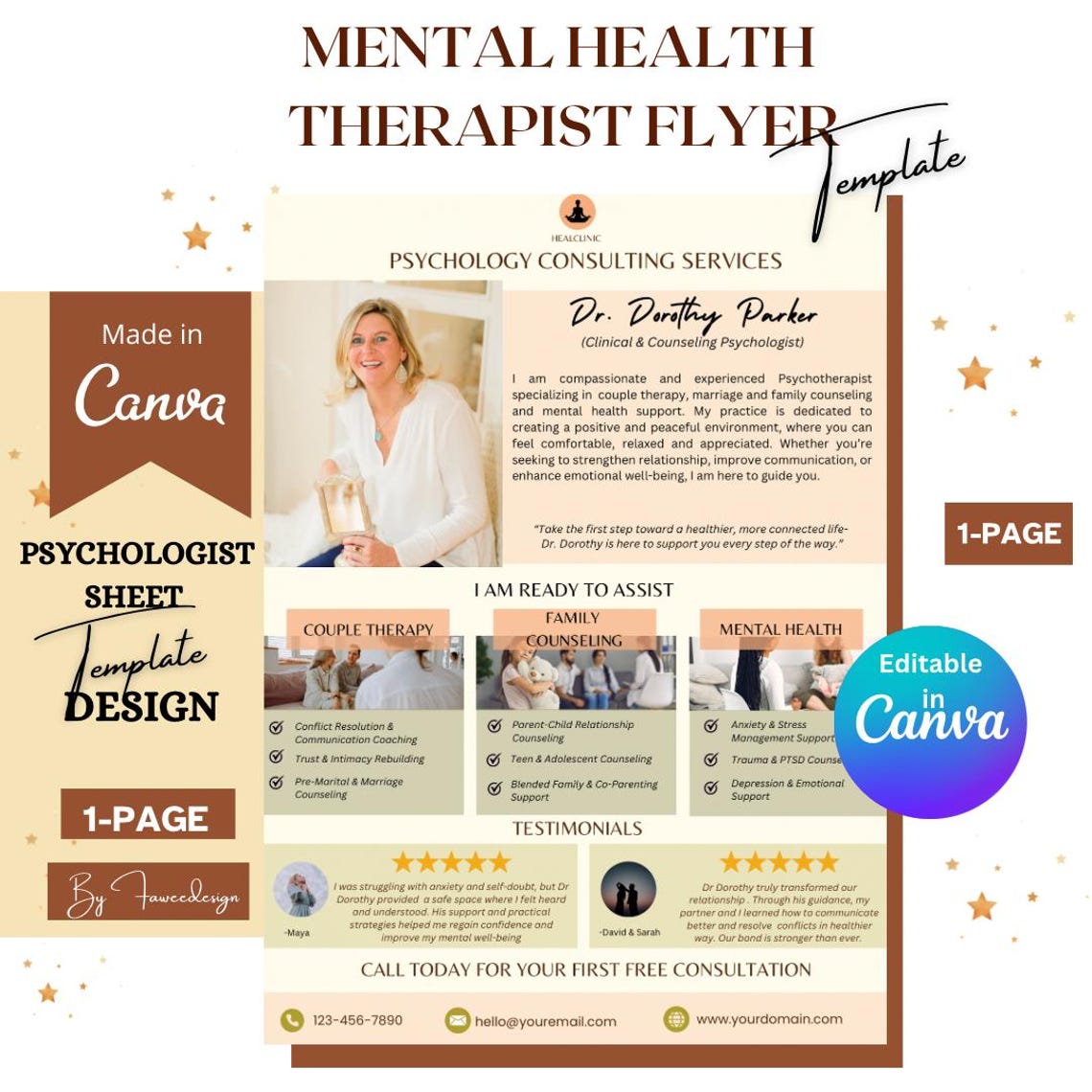 Mental Health Therapist Flyer Editable Counseling Flyer for Counselor ...