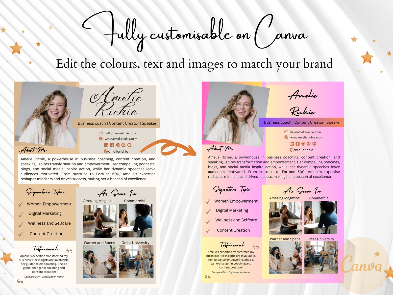 Printable Speaker Sheet Template Editable Keynote Speaker One Sheet ...