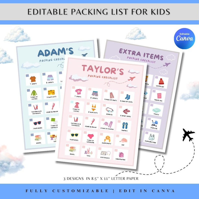 Editable Packing List for Kids Visual Checklist Template Summer ...