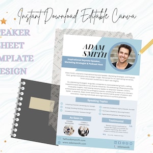 Printable Speaker Sheet Template Editable Keynote Speaker One Sheet ...