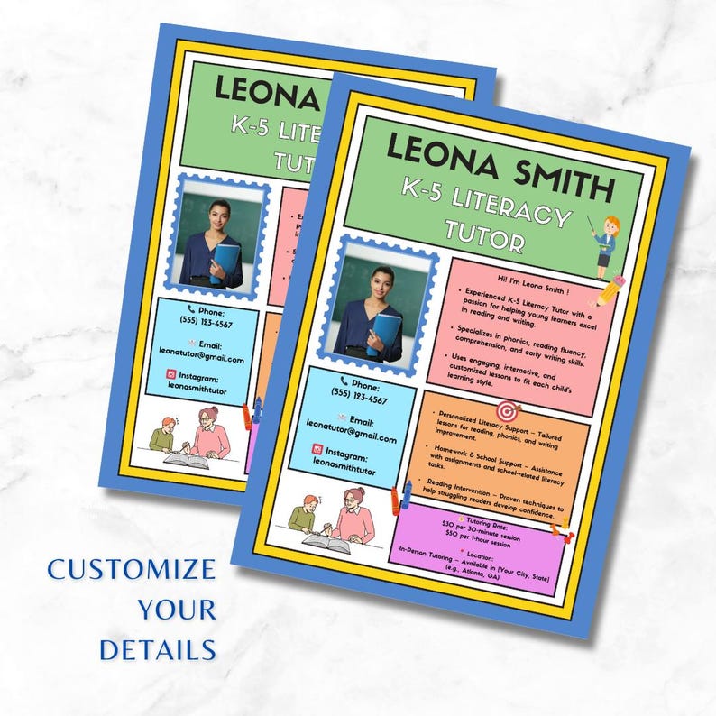 Tutor Flyer for Teacher Tutoring Poster Template Online Tutor Ads ...