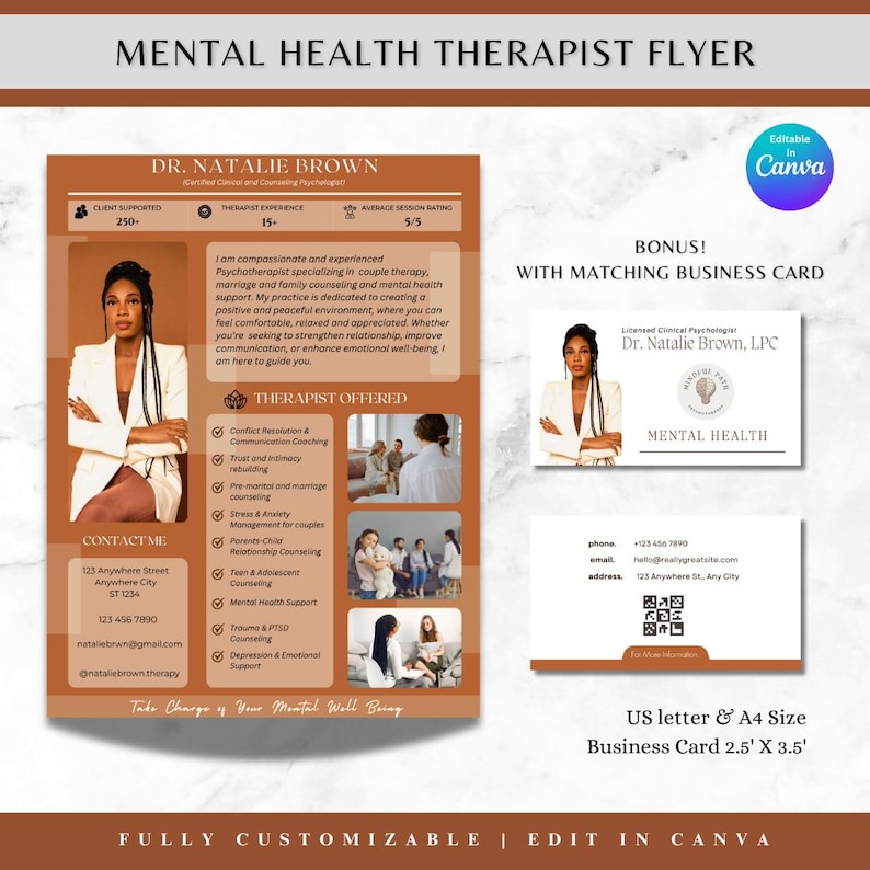 Editable Therapist Flyer Mental Illness Flyer Health Treatment Flyer ...